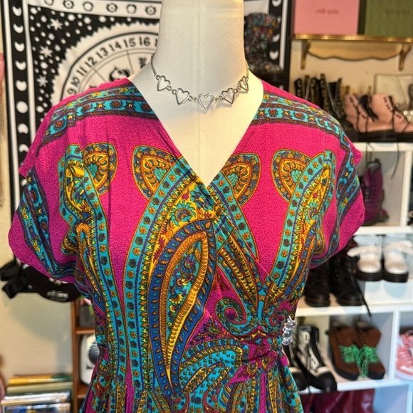 Kartika Batik | Dresses | Kartika Batik Dress Bright Fuchsia Pink Gold ...